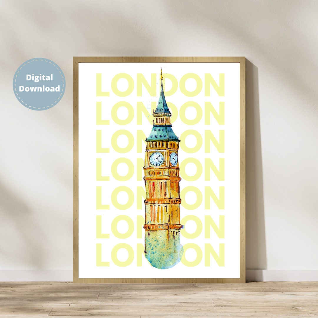 London Iconic Poster, Big Ben Printable Wall Decor, England Simbol ...