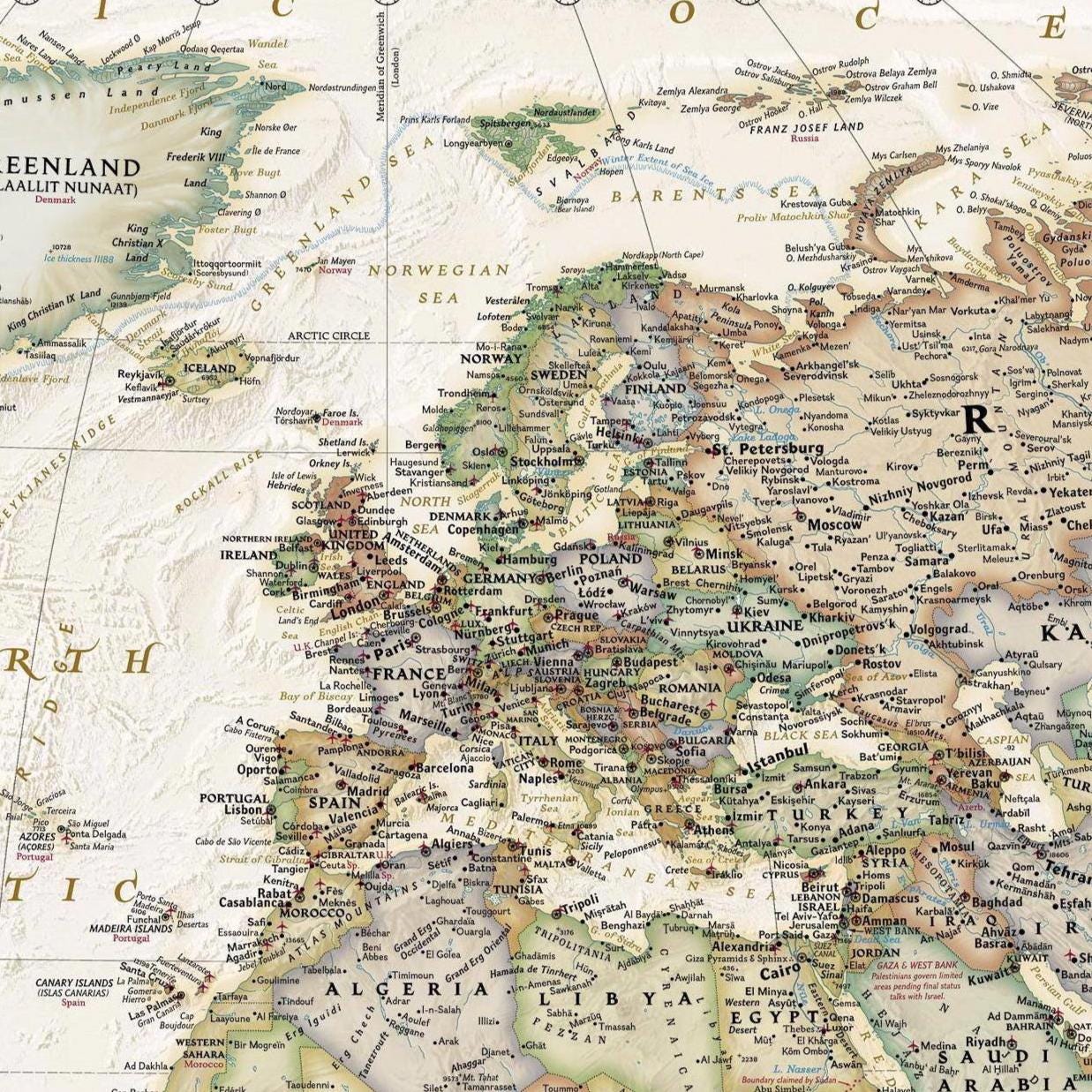 Printable Vintage World Map Antique Style, Very Detailed Map of the ...