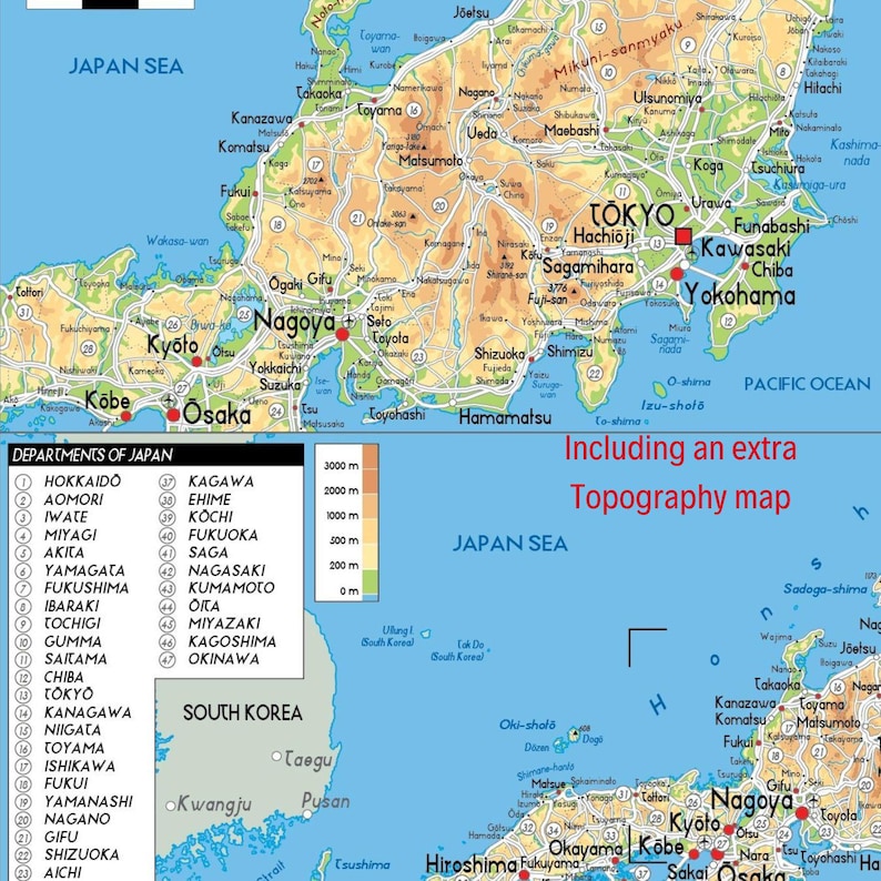 Colorful JAPAN Political Map Printable DIGITAL Download With ...