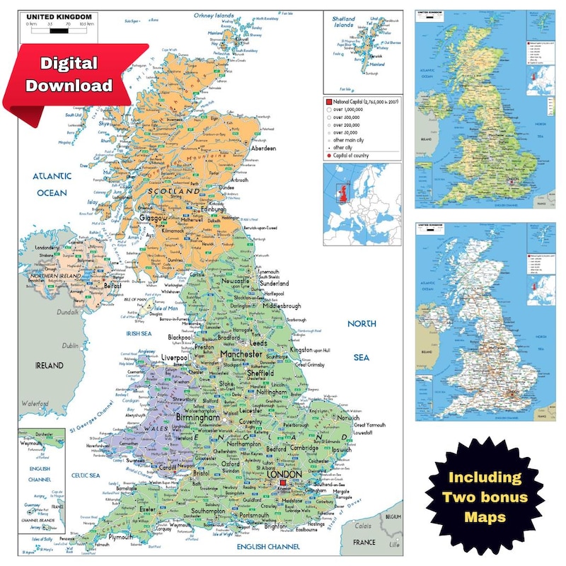 England Map Country - Etsy