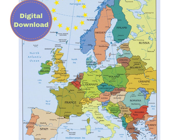 Various Sizes Poster Educational Learning Resource Europe Map of Europe ...