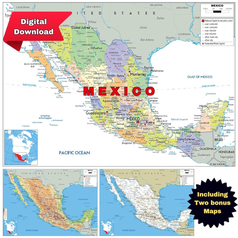 Usa Political Map Printable - Etsy