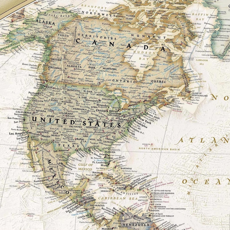Printable Vintage World Map Antique Style, Very Detailed Map of the ...