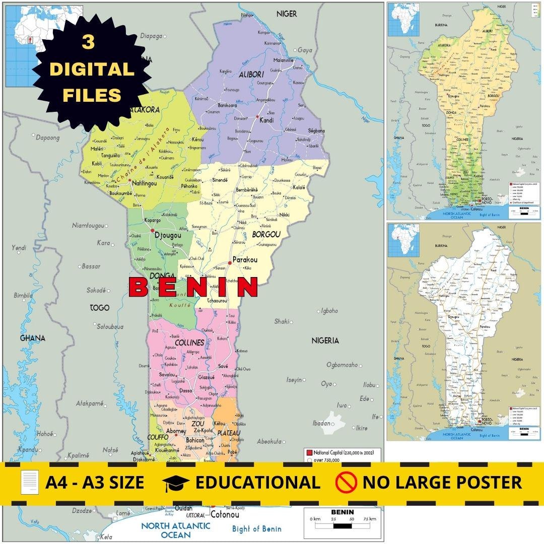Cartes imprimables du Bénin : politique, physique et routière ...