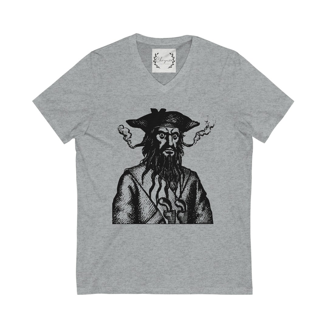 Blackbeard Edward Teach Pirate Unisex Jersey Short Sleeve V-neck Tee - Etsy