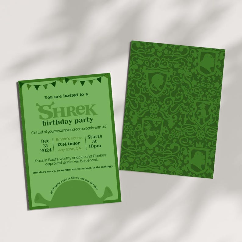 Shrek Birthday Party Invite | Swamp-themed Printable Invitation | Funny ...