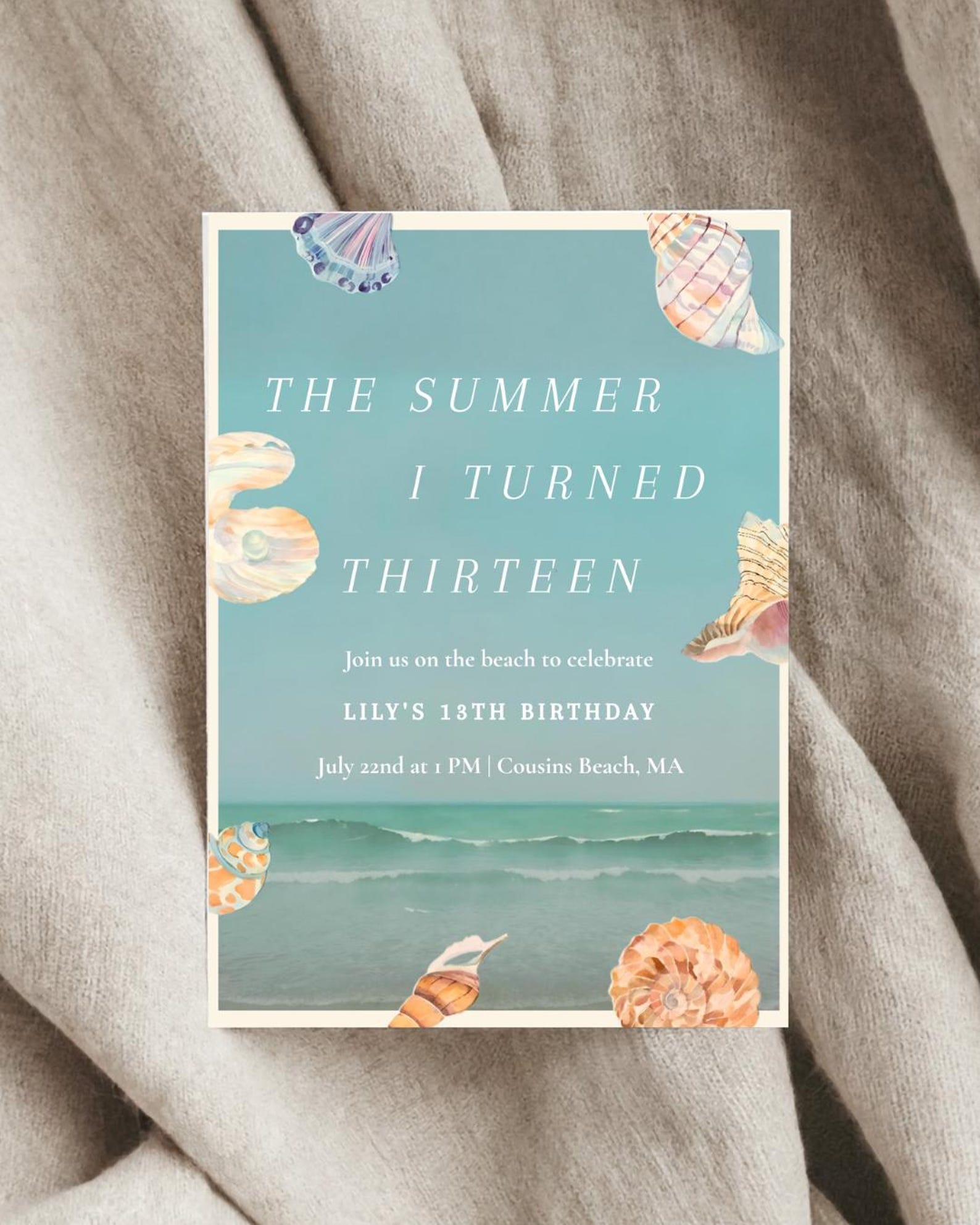 The Summer I Turned Pretty Birthday Invitation, TSITP, Teen Girl Beach ...