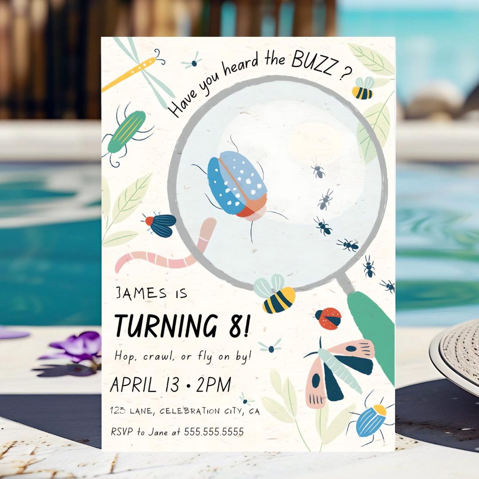 Nature-inspired Bugs Birthday Invite,cute Bugs Birthday Invite ...