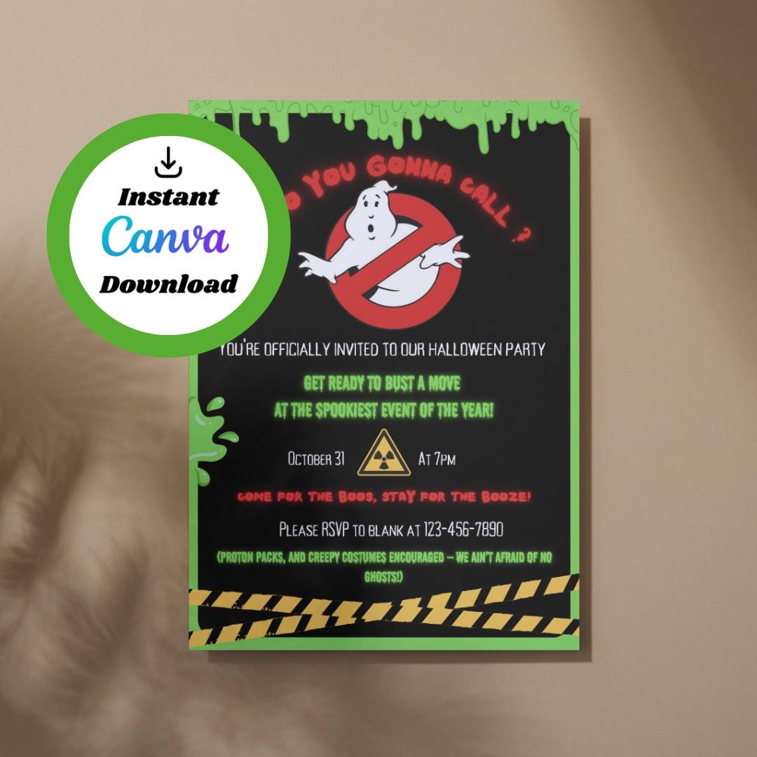 Ghostbusters Invite, Paranormal Birthday Invite, Ghostbuster Birthday ...