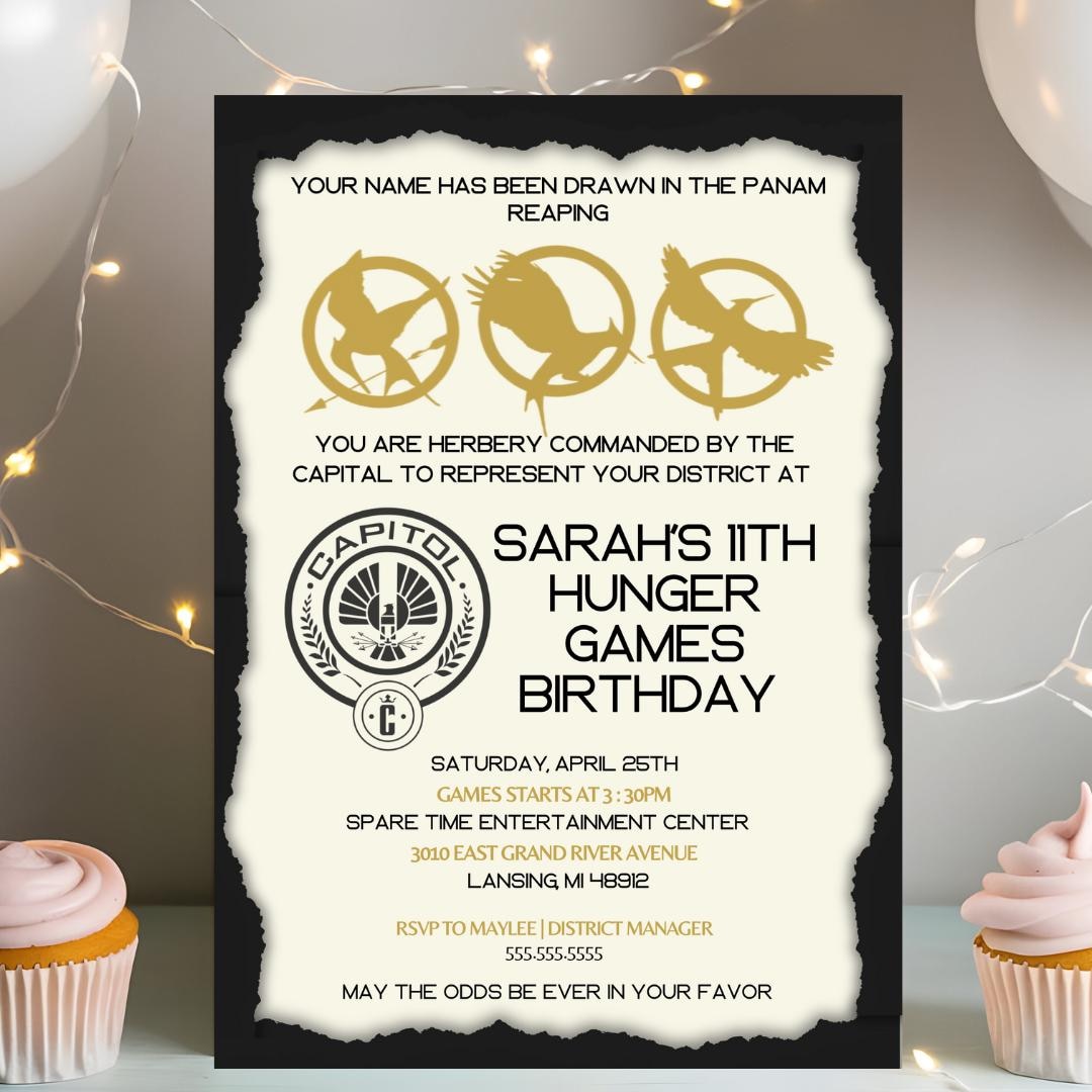 Hunger Games Birthday Party Invitation | Panem Reaping Themed Kids ...