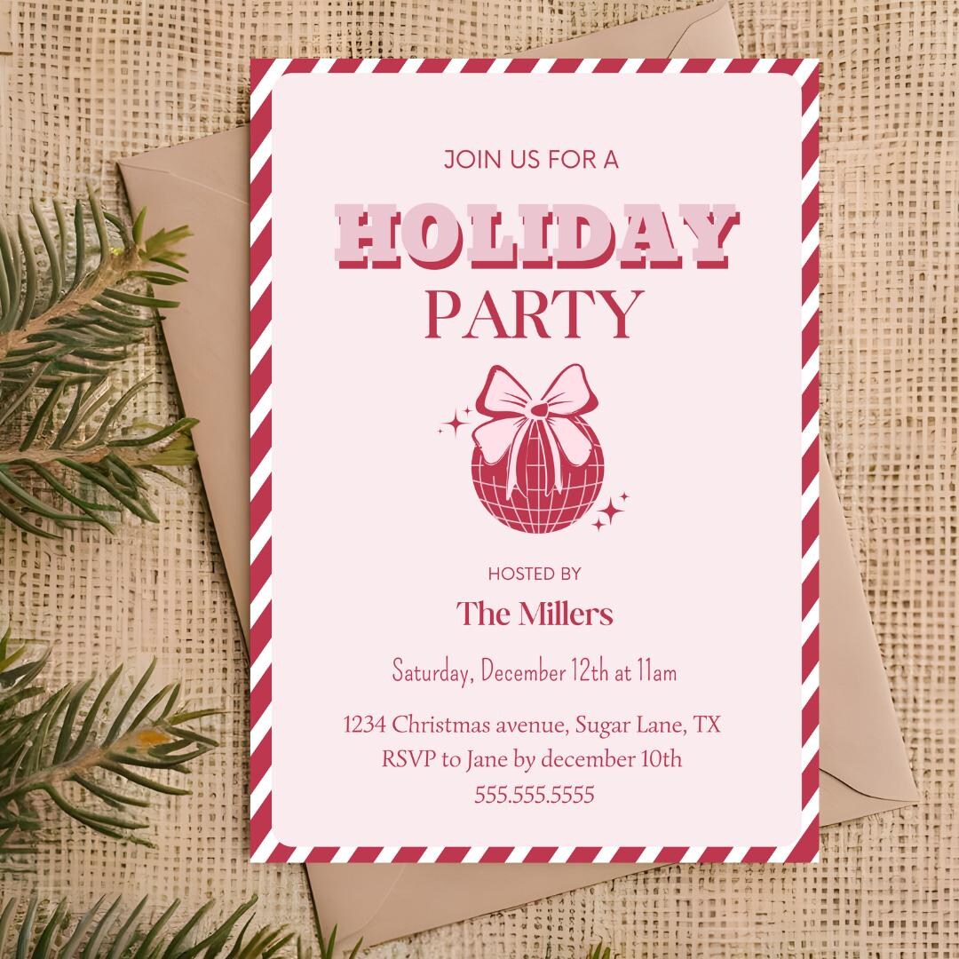Christmas Holiday Party Invite, Custom Holiday Celebration Invite ...