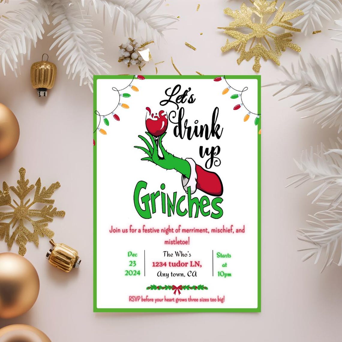Grinch Christmas Party Invitation Invite Template Instant Download ...
