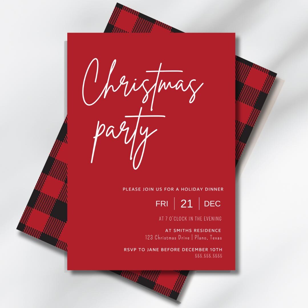 Christmas Party Invitation, Holiday Party Invitation, Custom Christmas ...