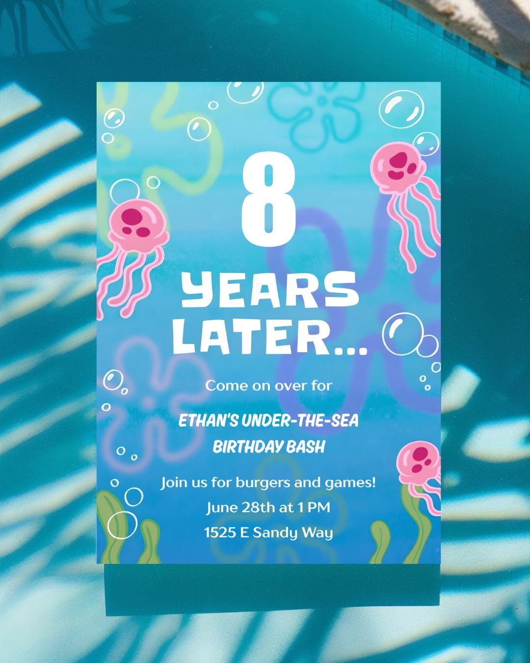 Spongebob Birthday Invitation, Bikini Bottom Kids Party, Spongebob ...