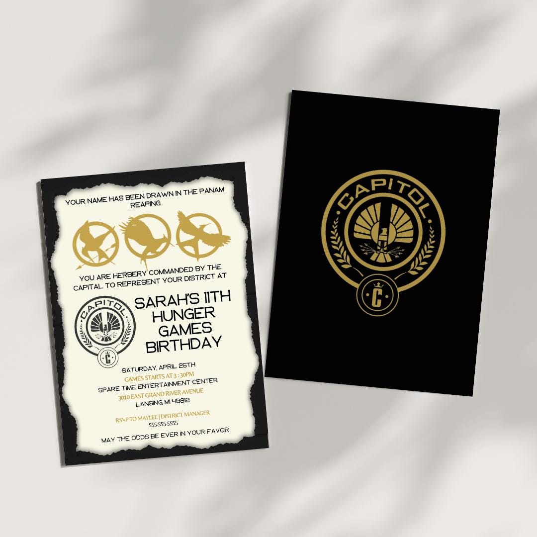 Hunger Games Birthday Party Invitation | Panem Reaping Themed Kids ...