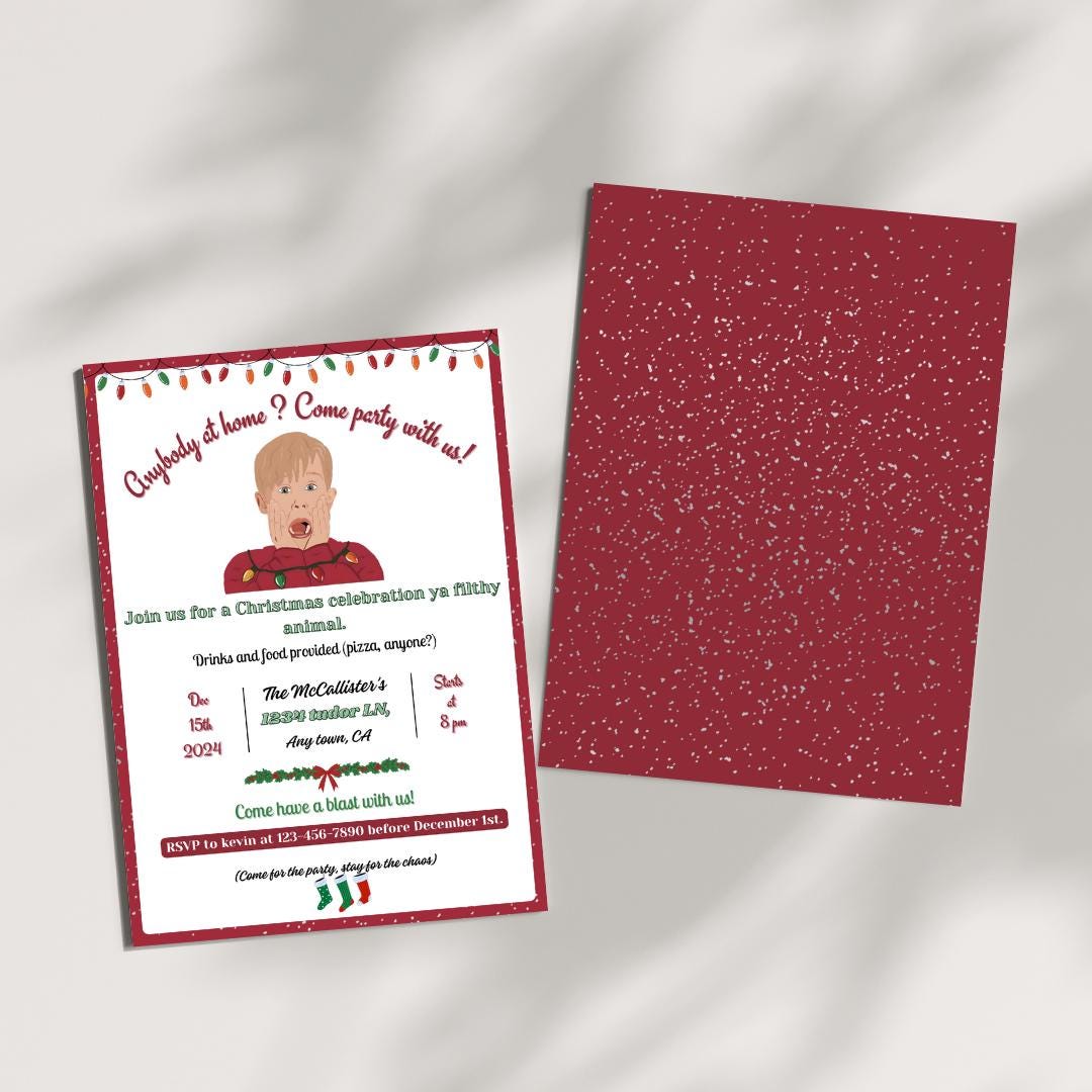 Home Alone Christmas Party Invitation, Movie-themed Holiday Bash ...