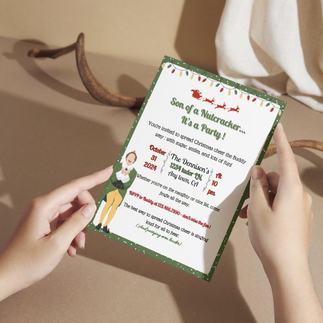 Elf Movie-themed Christmas Party Invitation, Buddy the Elf Holiday Bash ...