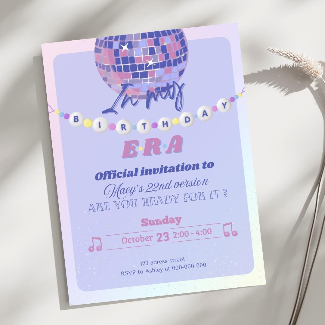 Taylor Swift Birthday Invitation, Eras Tour Themed Party, Swiftie ...