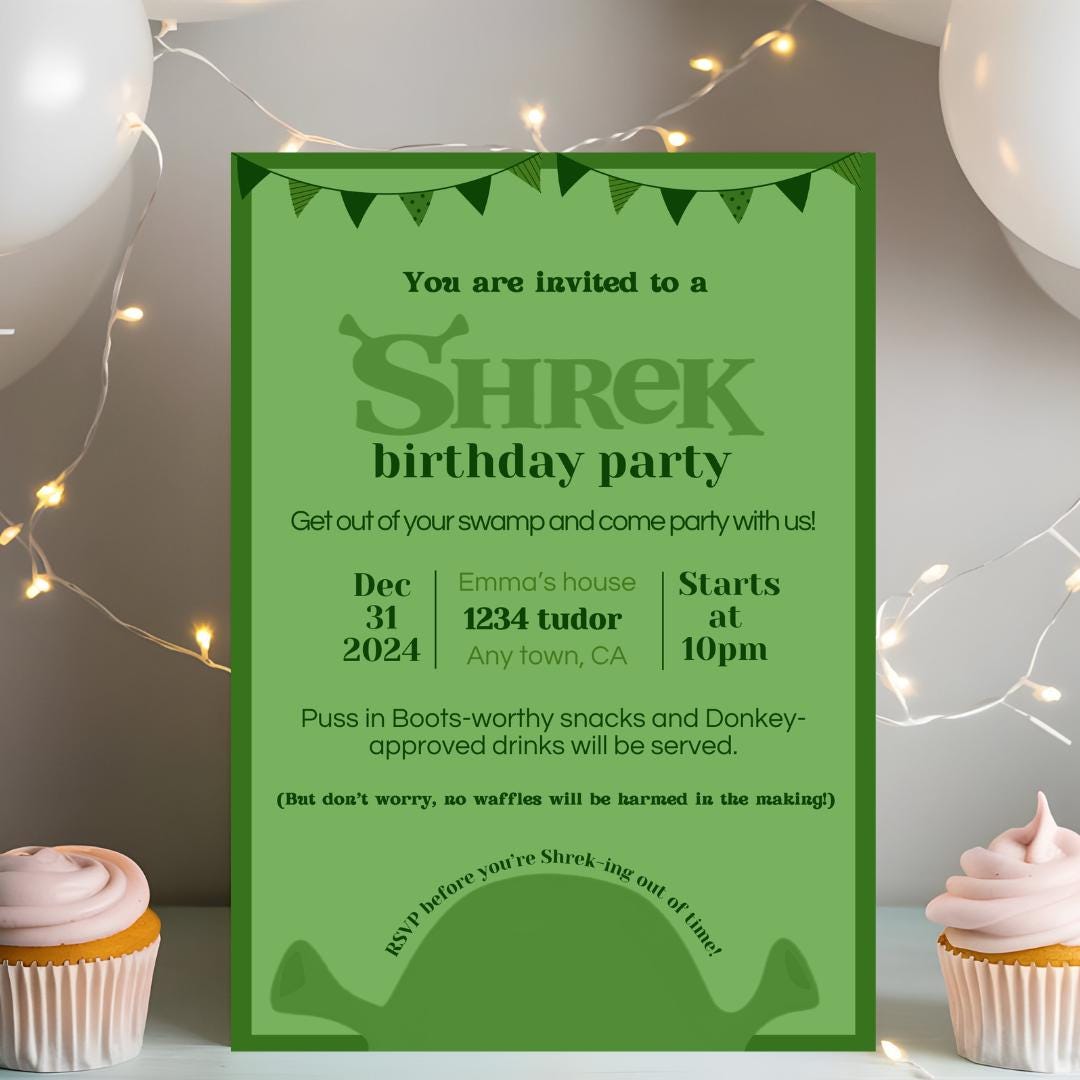 Shrek Birthday Party Invite | Swamp-themed Printable Invitation | Funny ...