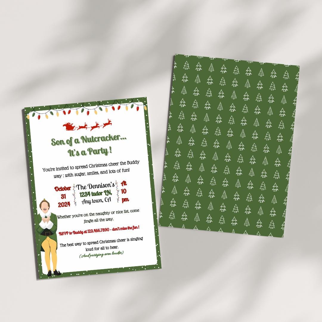 Elf Movie-themed Christmas Party Invitation, Buddy the Elf Holiday Bash ...