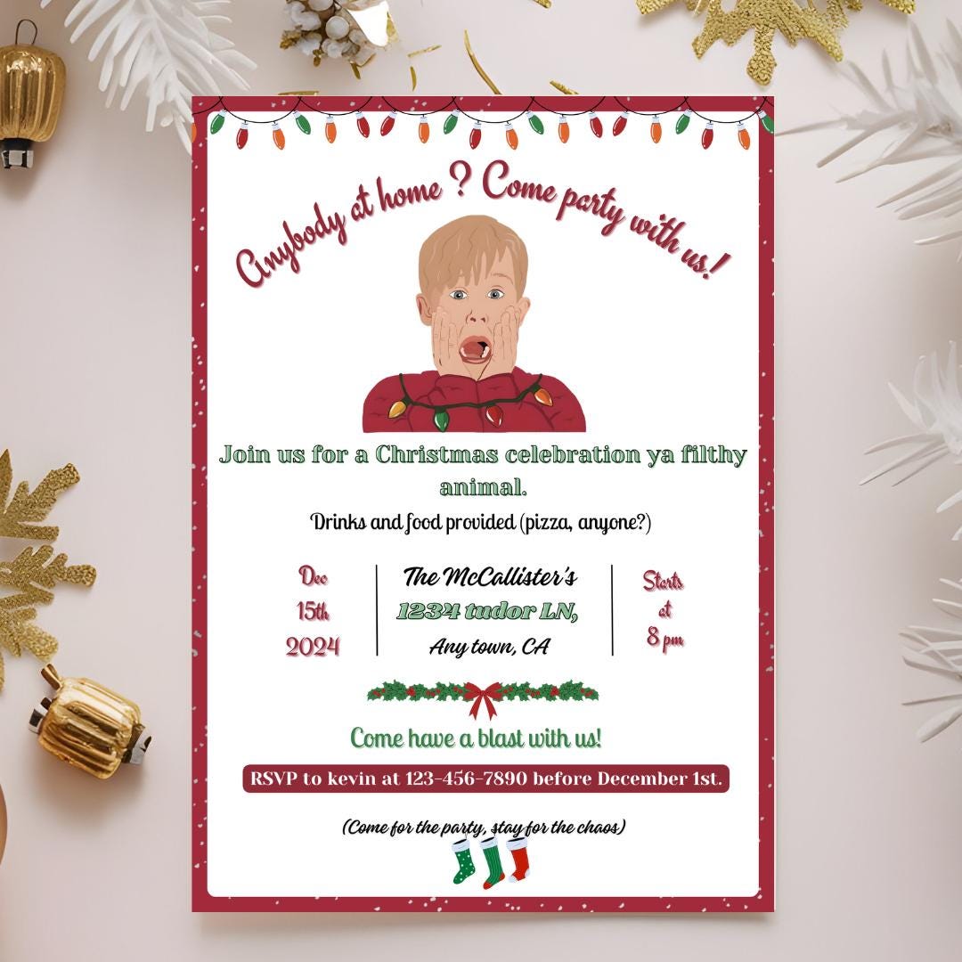 Home Alone Christmas Party Invitation, Movie-themed Holiday Bash ...