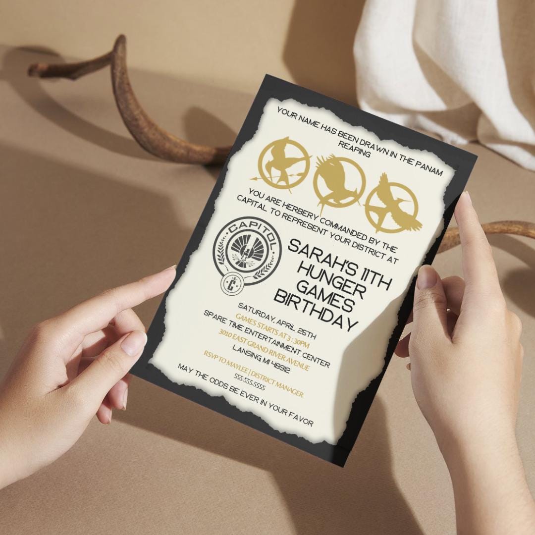 Hunger Games Birthday Party Invitation | Panem Reaping Themed Kids ...