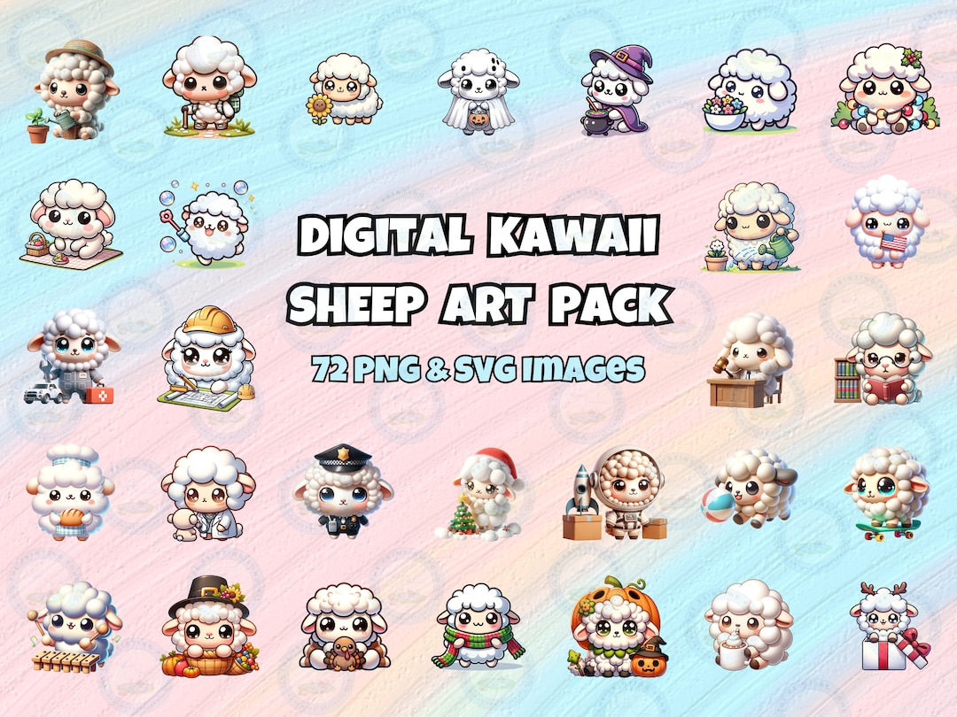 Sheep Digital Planner Stickers | Kawaii Sheep Stickers | Sheep Panda ...
