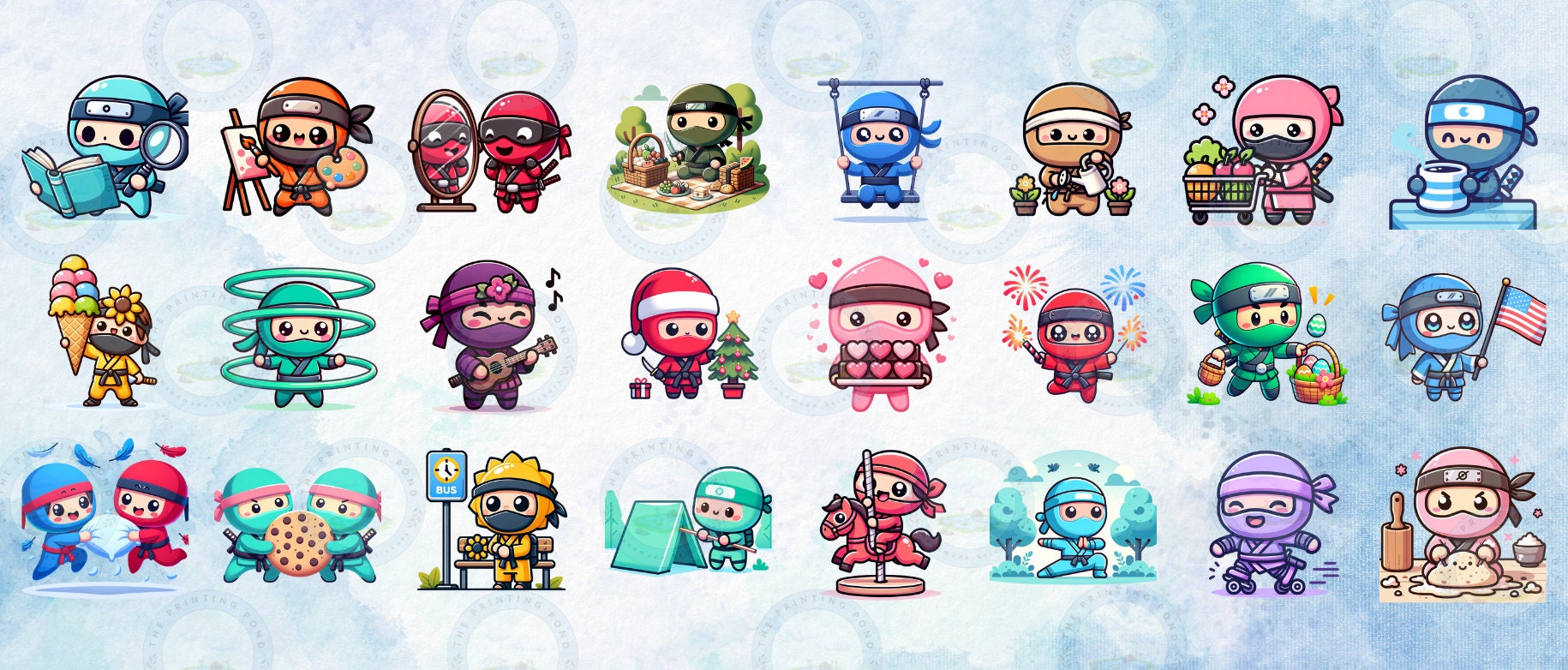 Ninja Digital Planner Stickers | Kawaii Ninja Stickers | Digital Ninja ...