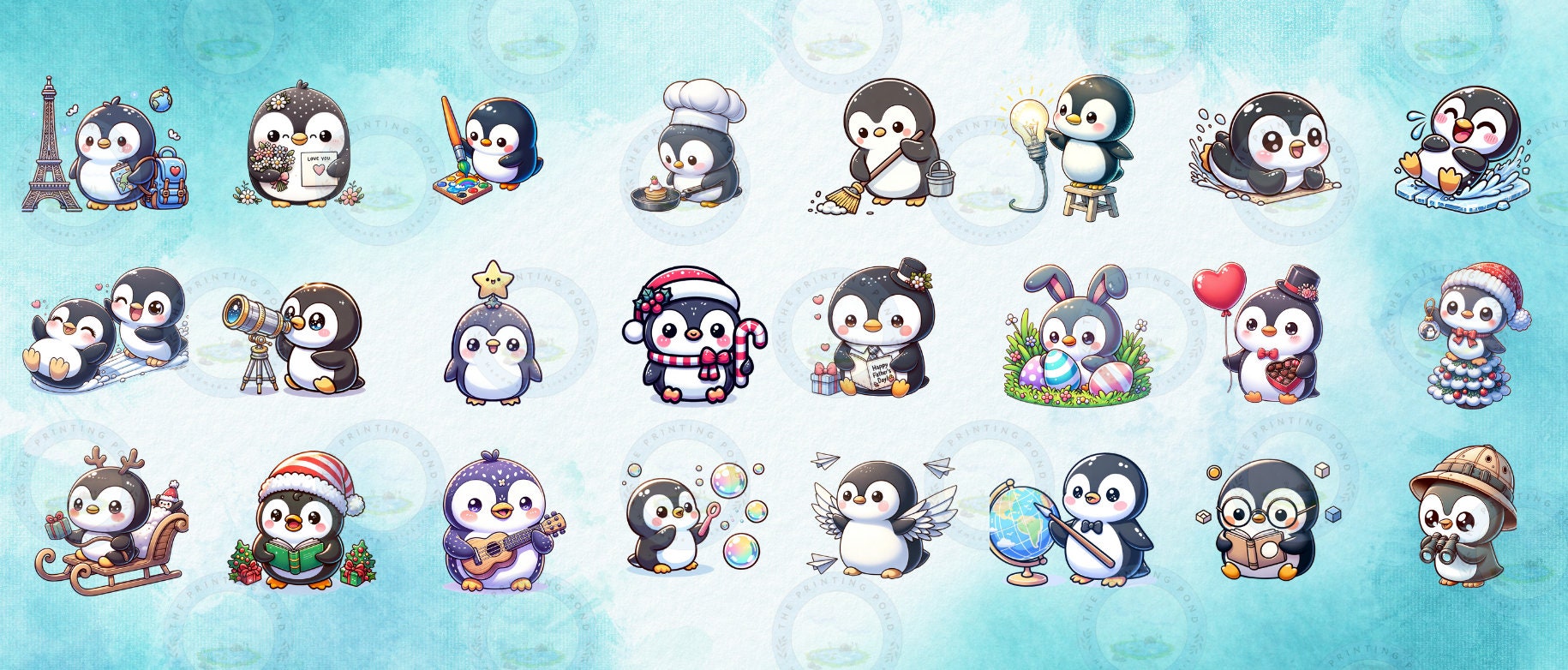 Penguin Digital Planner Stickers | Kawaii Penguin Stickers | Digital ...