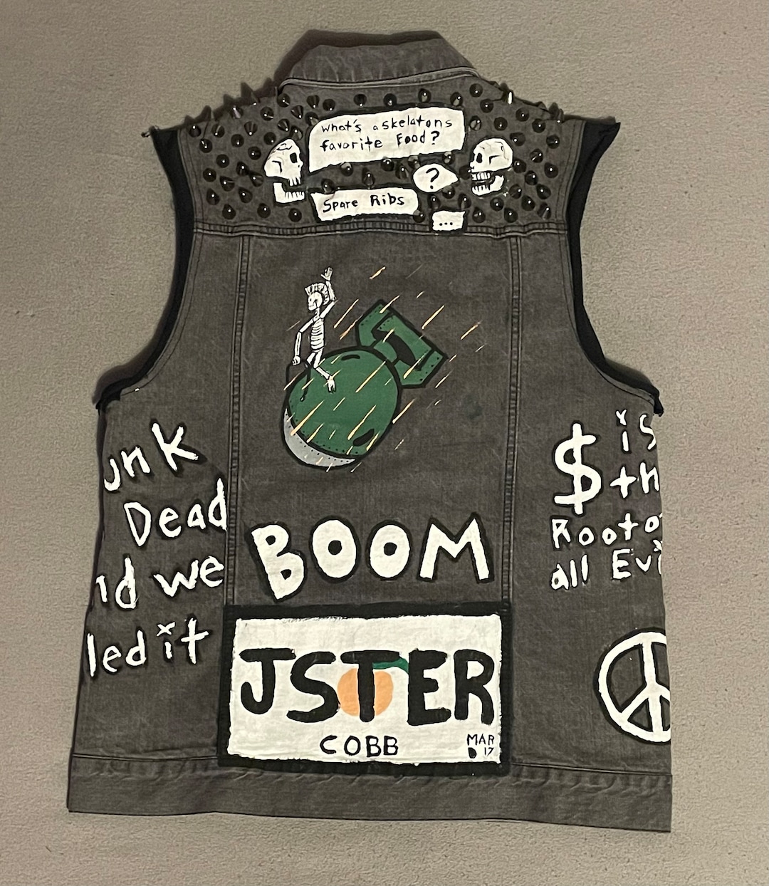 SKELLY BOMB Punk Battle Vest With UK77 Studs - Etsy