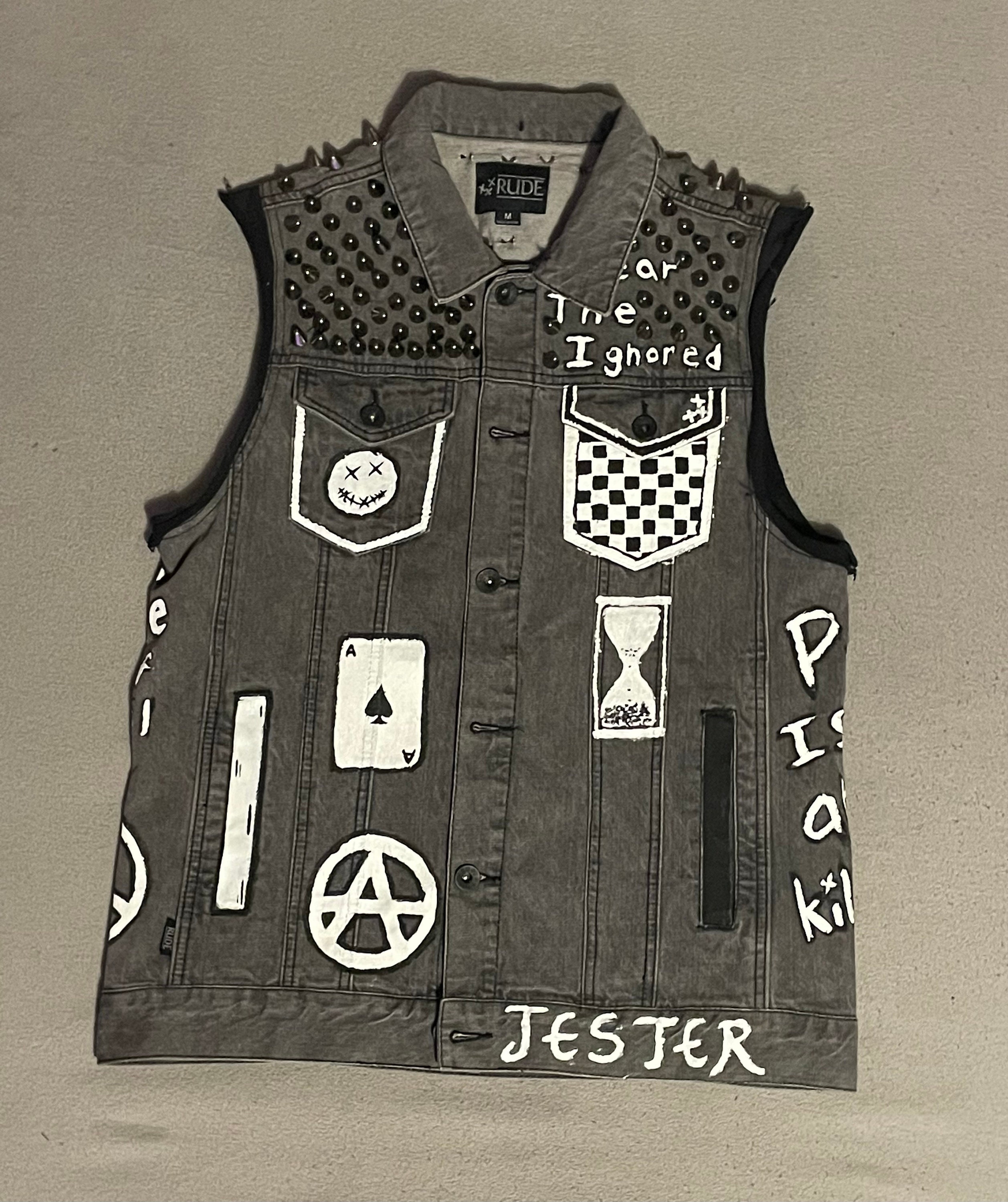SKELLY BOMB Punk Battle Vest With UK77 Studs - Etsy