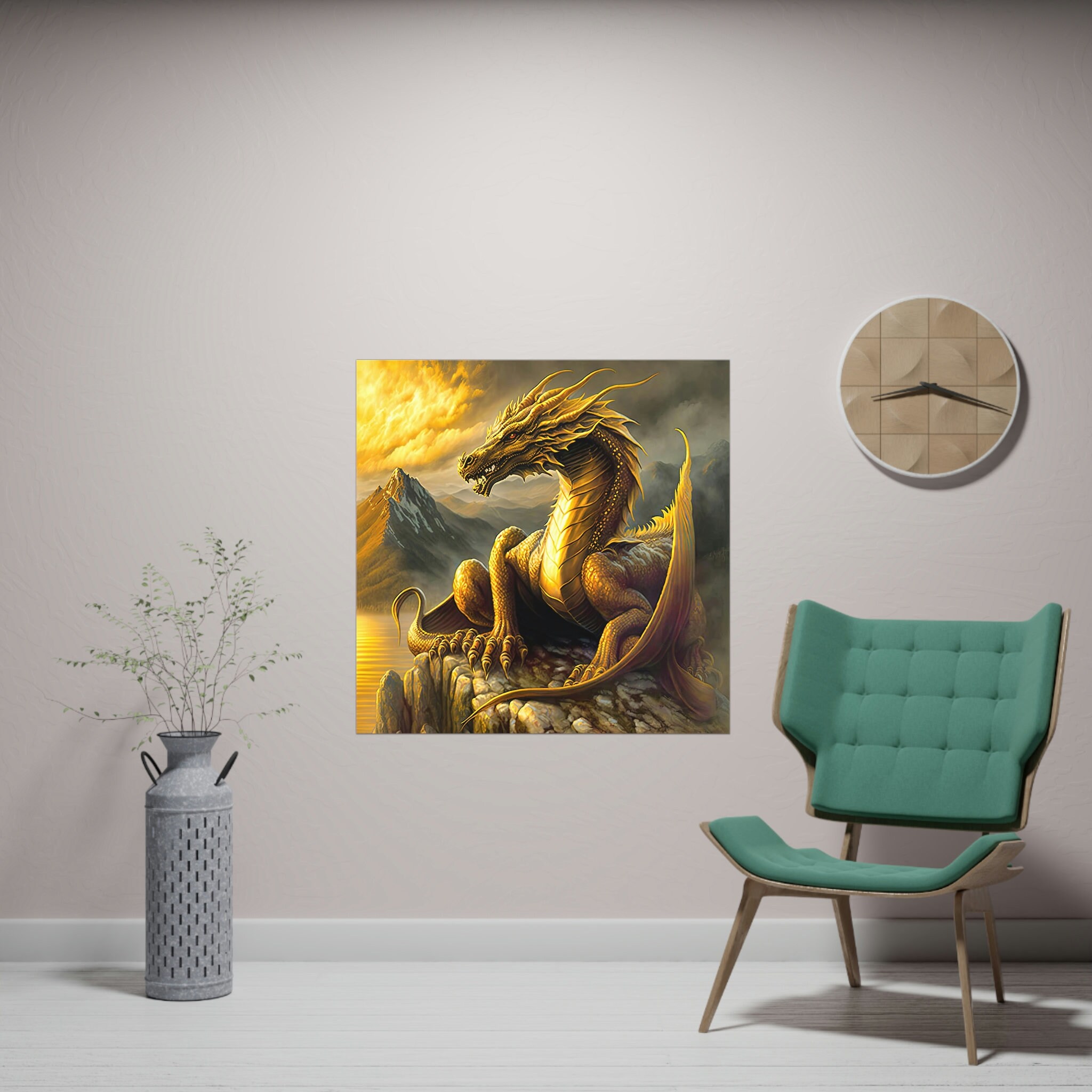Matte Paper Poster Gold Dragon - Etsy