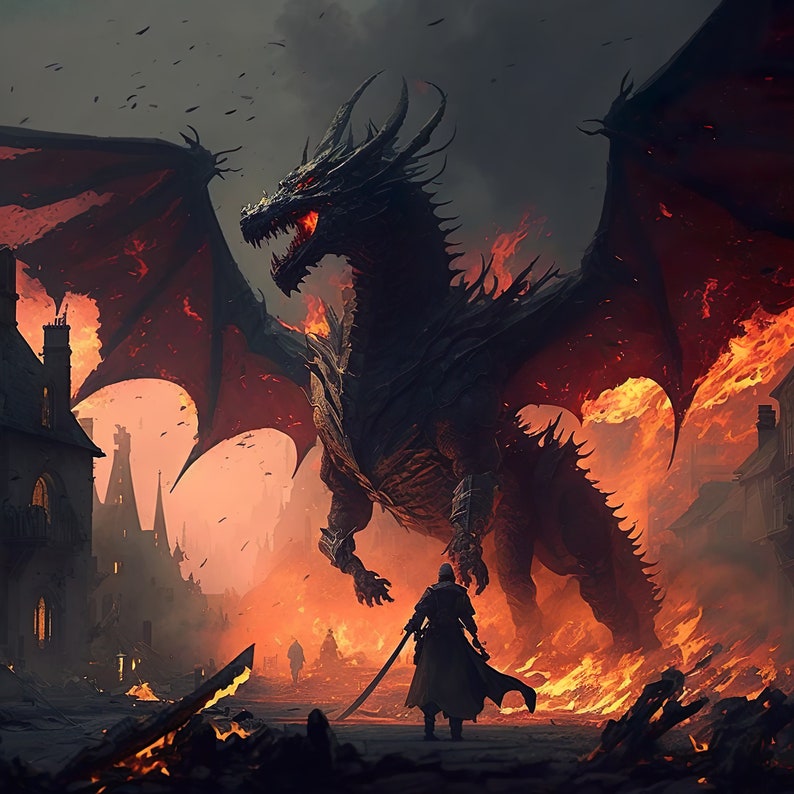 Digital Dragon Art Print, High Resolution Poster 8000x8000 Pixels - Etsy