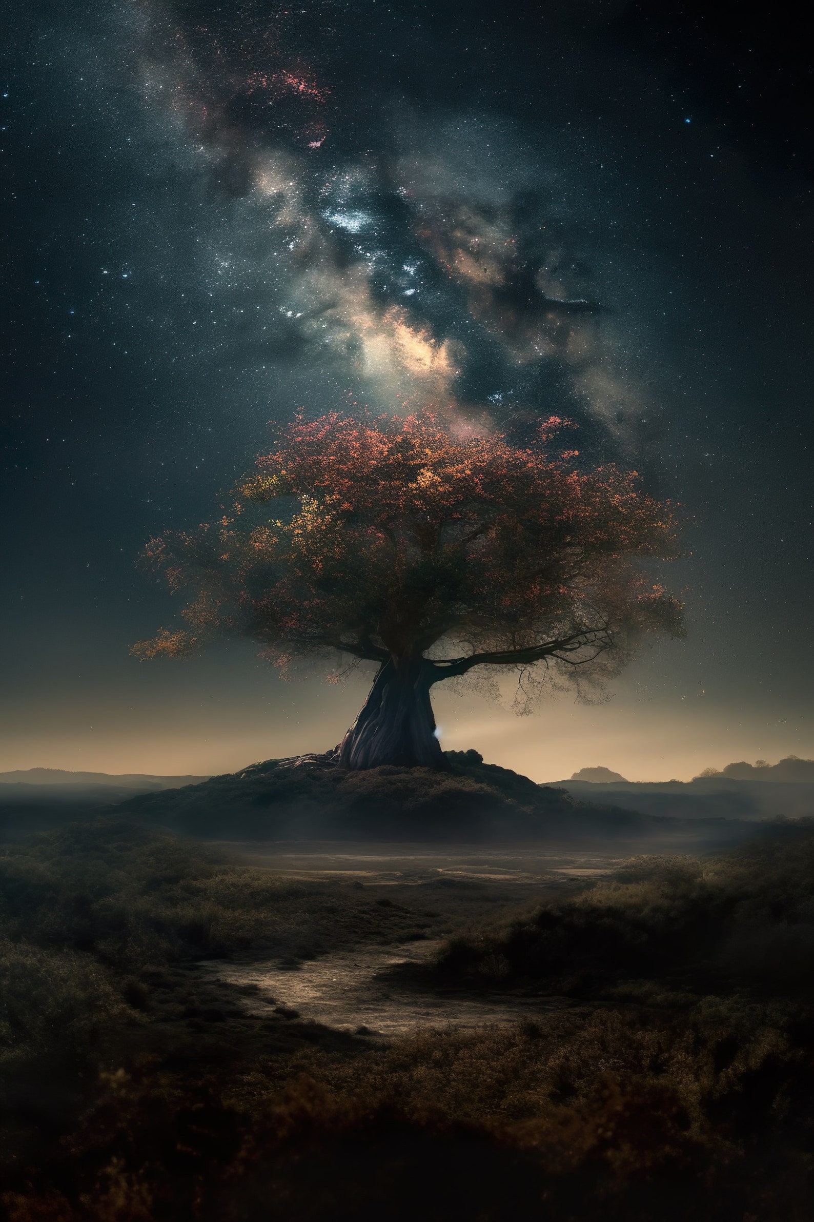 The Tree of Stars - Digital Painting of a Mystical Tree at Night - Etsy