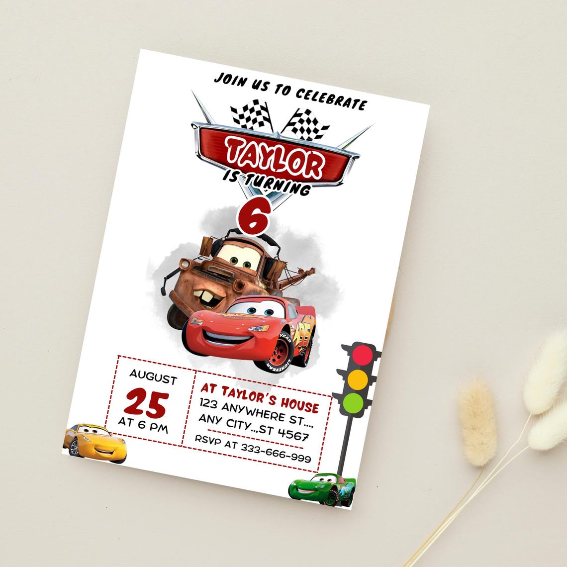 Lightning Mcqueen Birthday Invitation: Cars Theme (digital Download) - Etsy