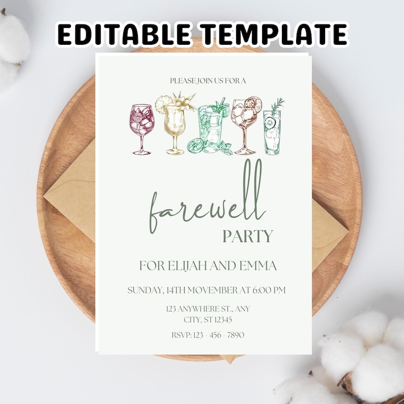 Retirement Cocktail Party Invitation: Editable Canva Template (5x7 In ...