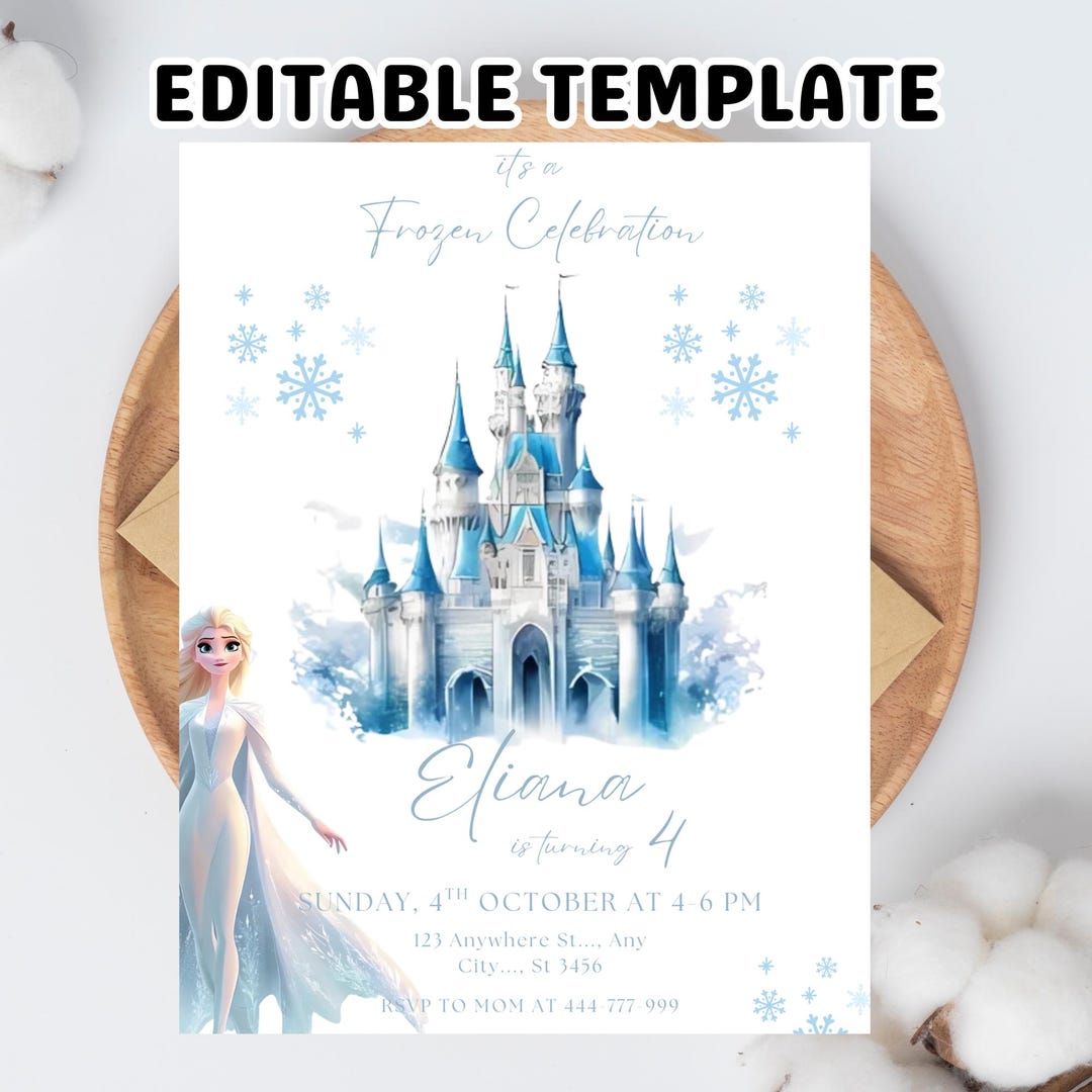 Frozen Birthday Invitation: Elsa, Anna, Olaf, Winter Snow (canva ...
