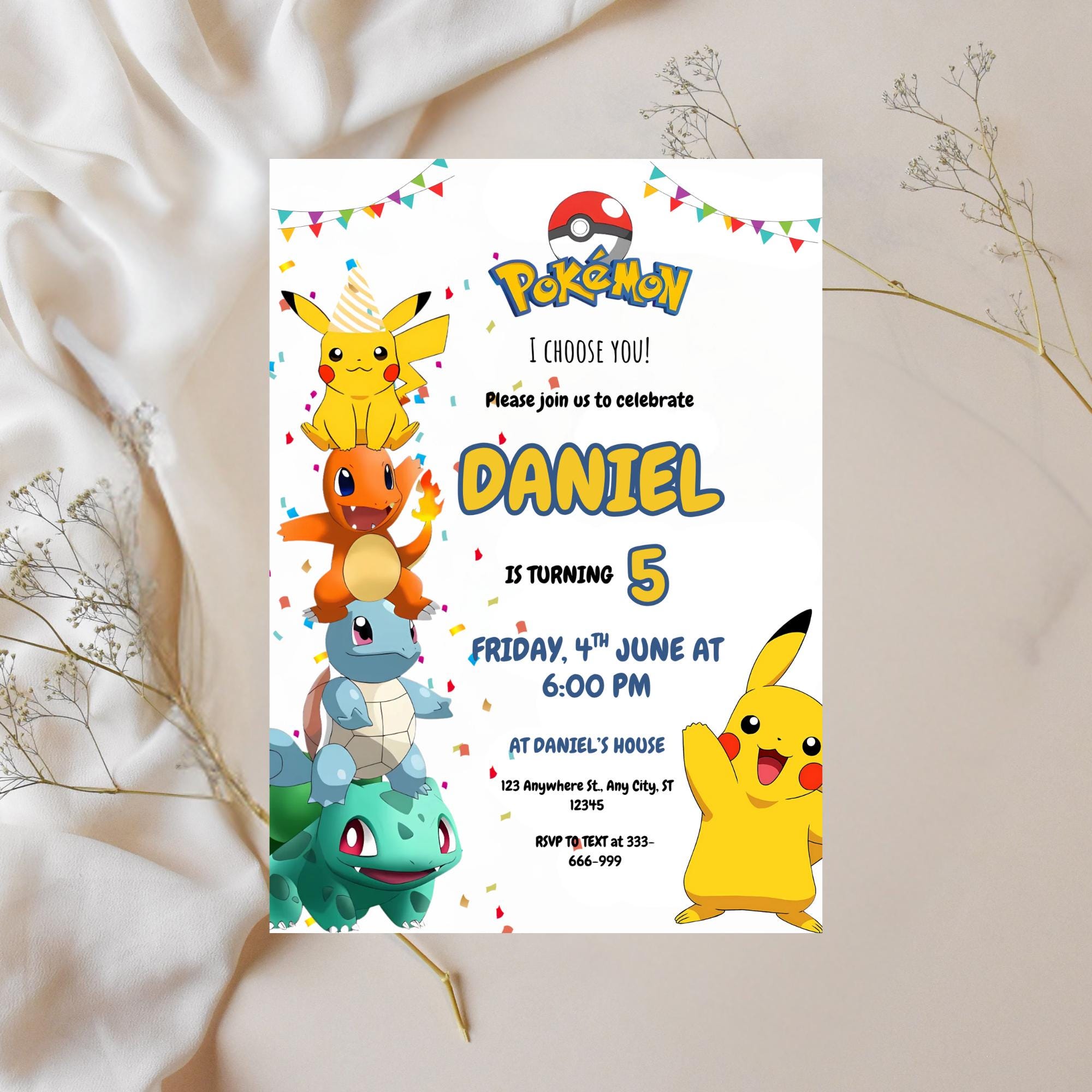 Editable Pokémon Birthday Invitation Template (canva Download) - Etsy