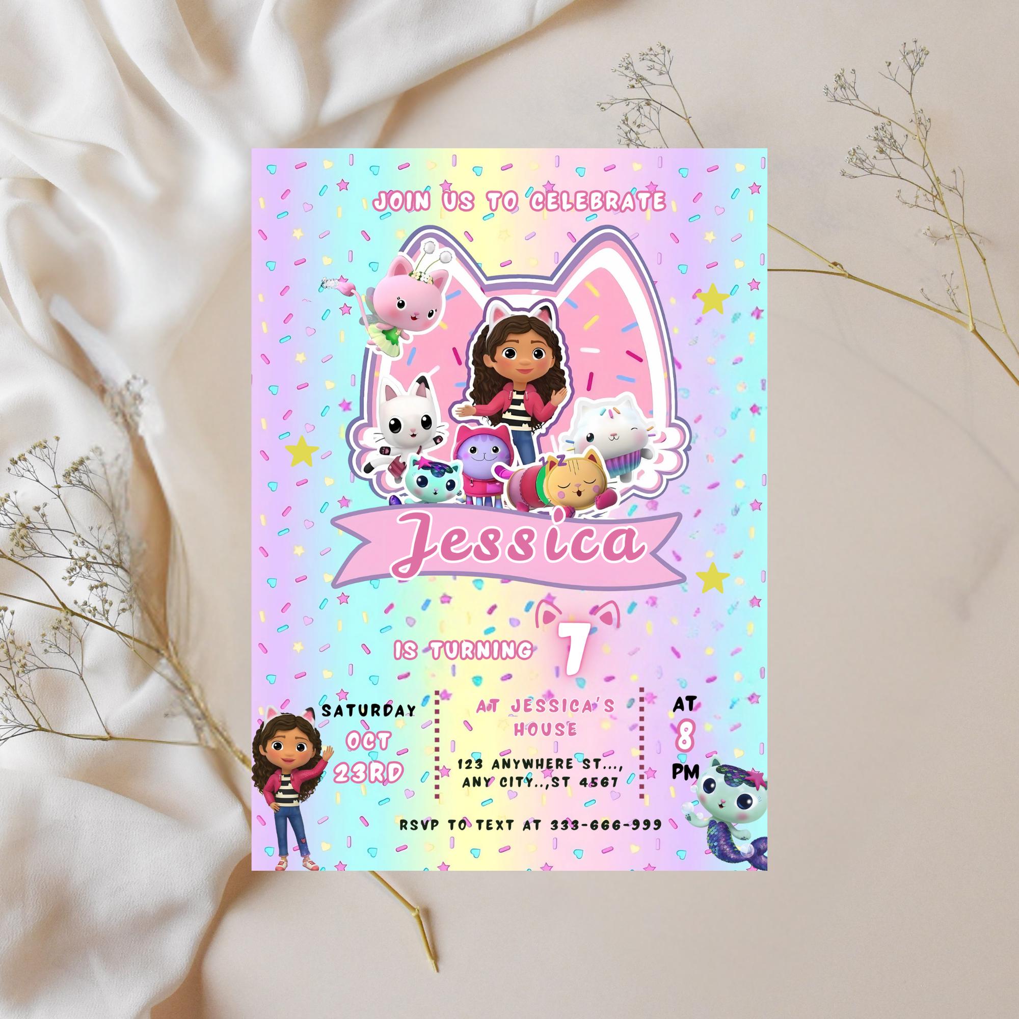 Editable Gabby's Dollhouse Birthday Invitation Template: Printable ...