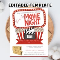EDITABLE Movie Night Flyer, Printable PTA PTO Flyer, School Church ...