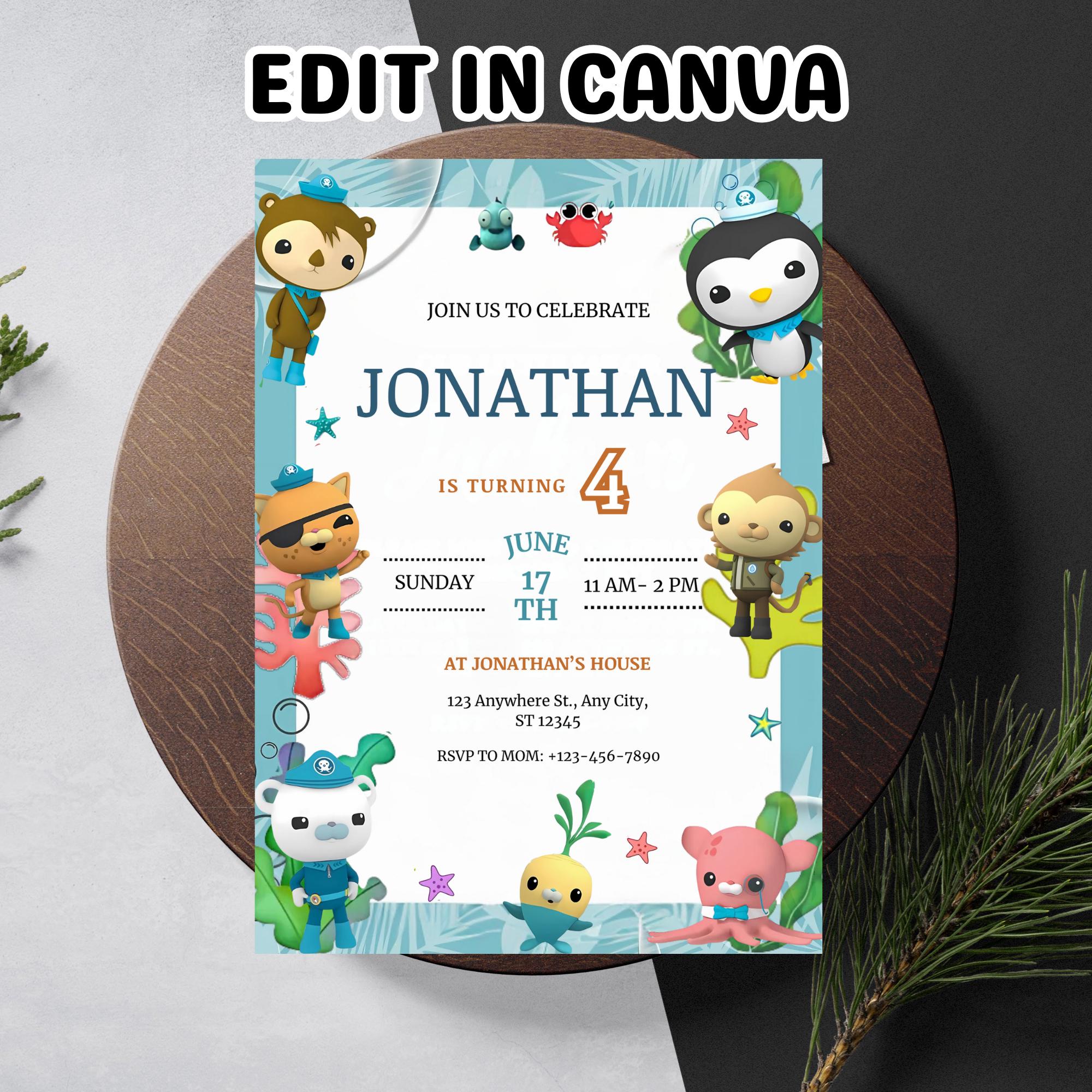 Editable Octonauts Birthday Invitation Template: Sea Adventure Party ...
