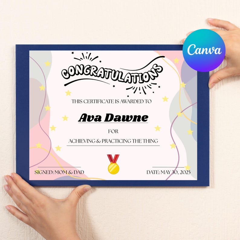 Kids Congratulations Certificate Printable: Editable School Award ...