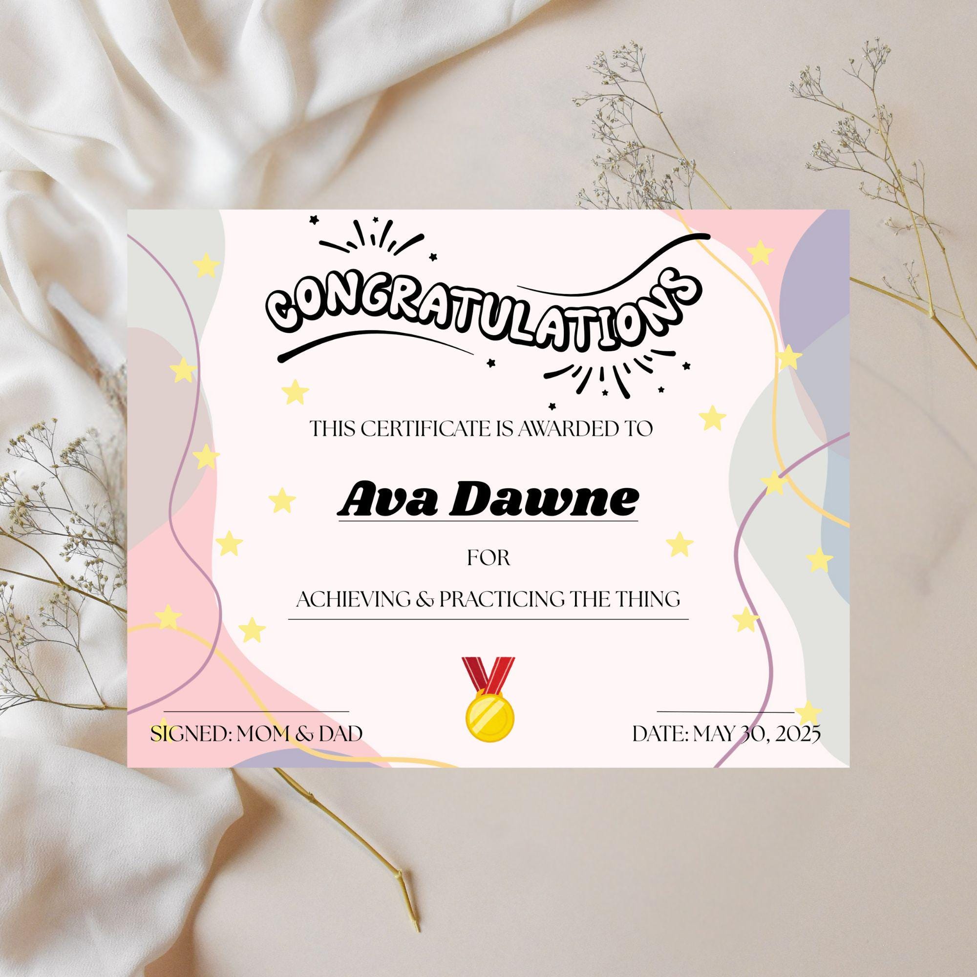 Kids Congratulations Certificate Printable: Editable School Award ...