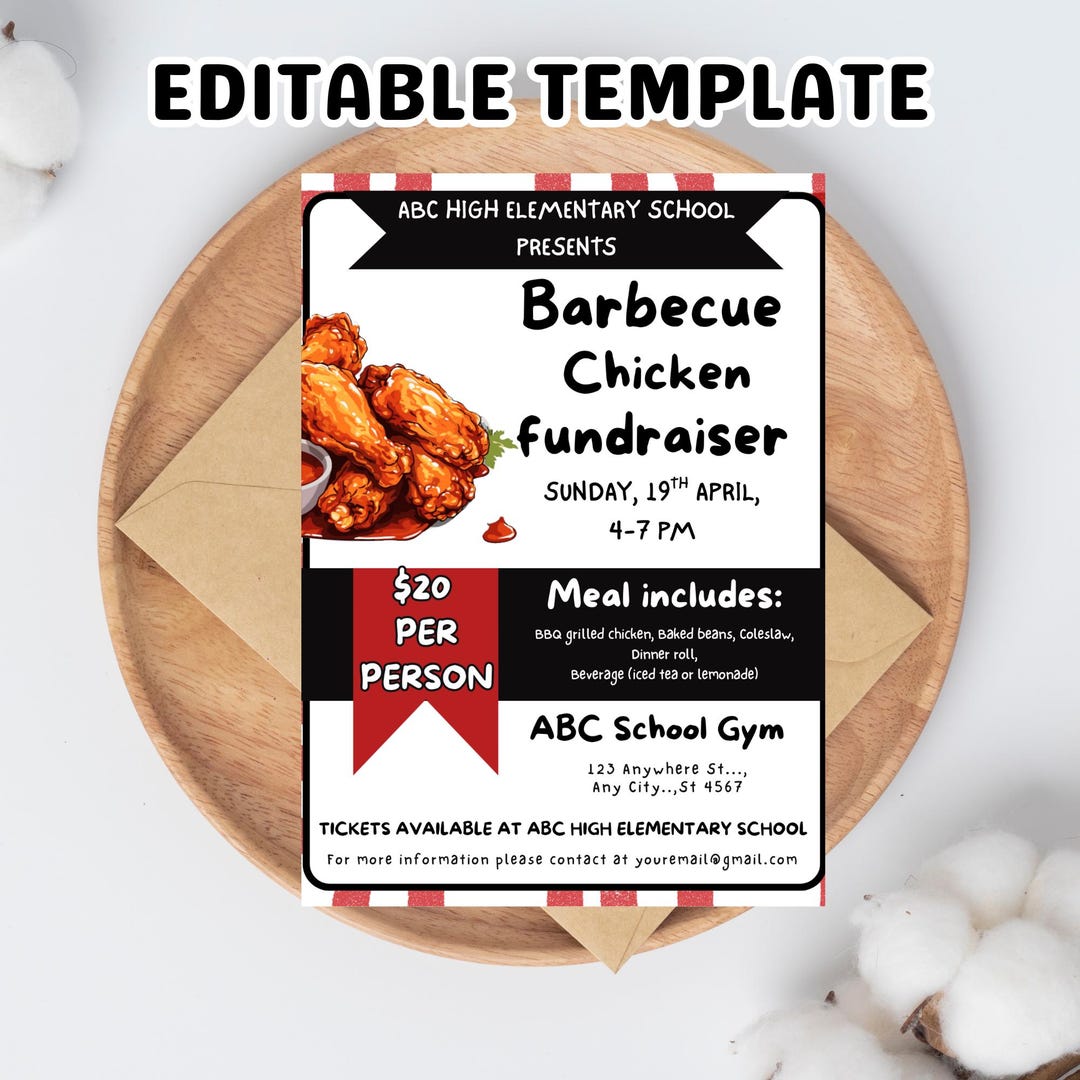 BBQ Chicken Fundraiser Flyer: Editable Plaid Template (digital Download ...