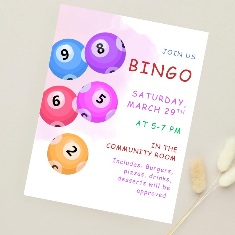 Editable Bingo Night Flyer Template: School Fundraiser, Family Game ...