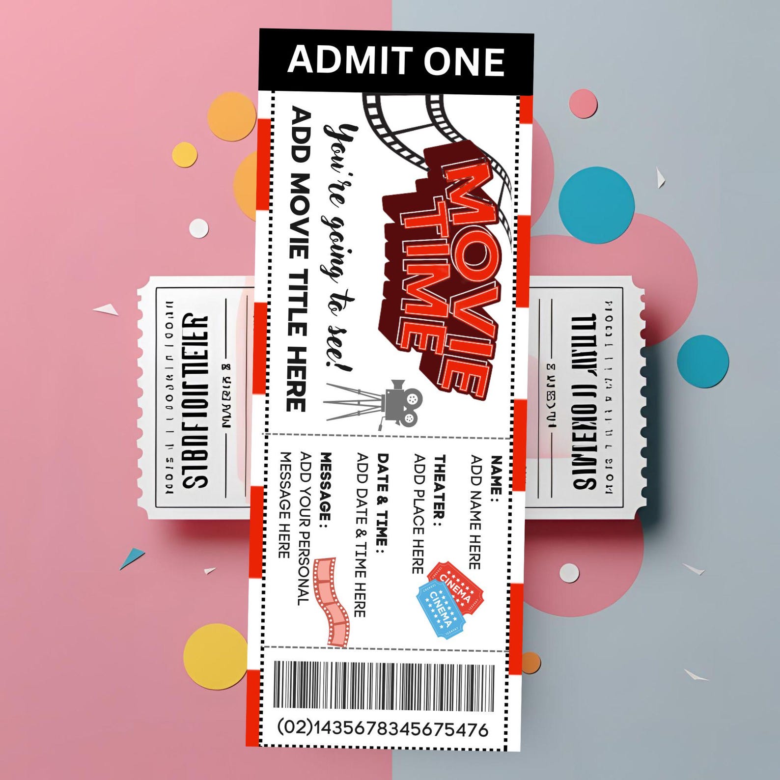Editable Movie Night Ticket Template: Surprise Gift (PDF Download, 8 ...