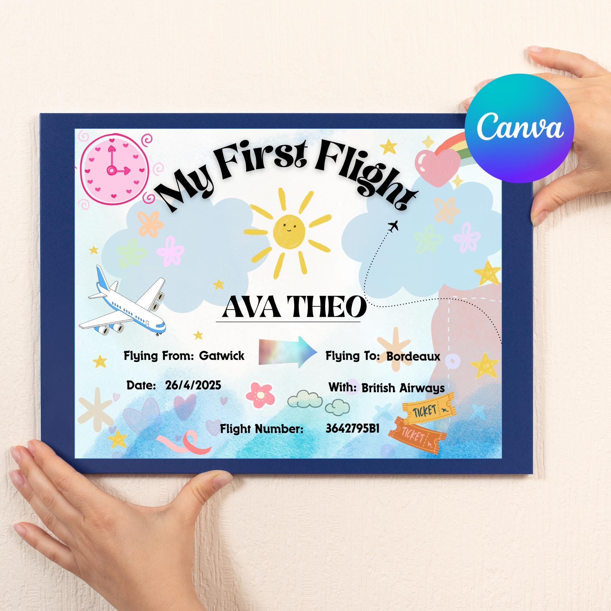Editable First Flight Certificate: Kids Keepsake Award (digital ...