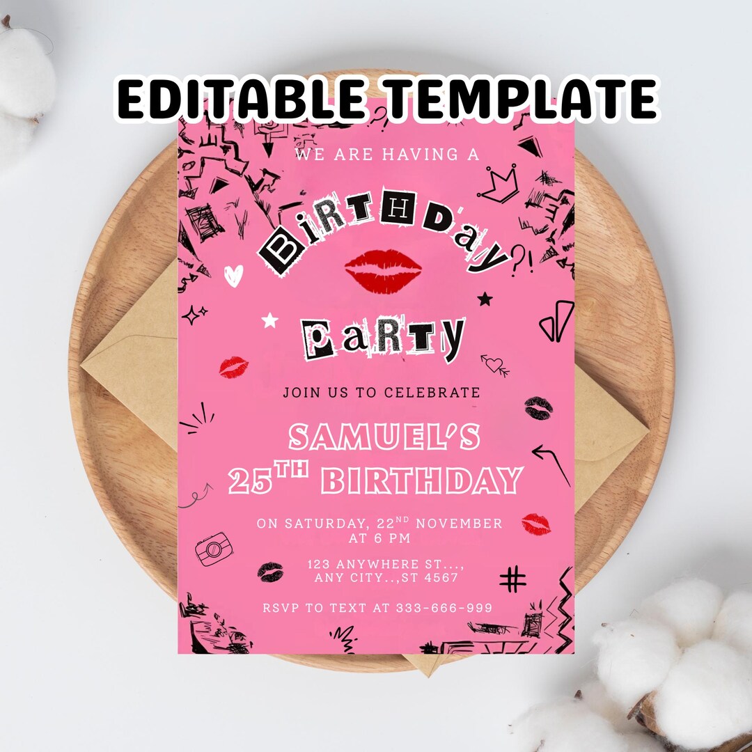Mean Girls Theme Invitation,mean Girls Digital Invite,mean Girl's Night ...