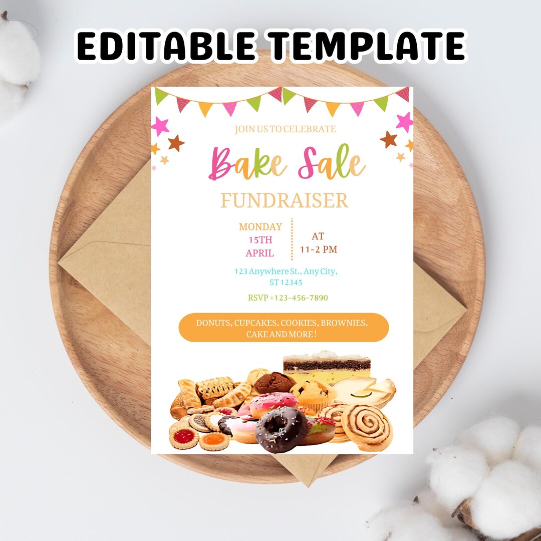 EDITABLE Bake Sale Flyer, Printable PTA, PTO Flyer, School Family ...