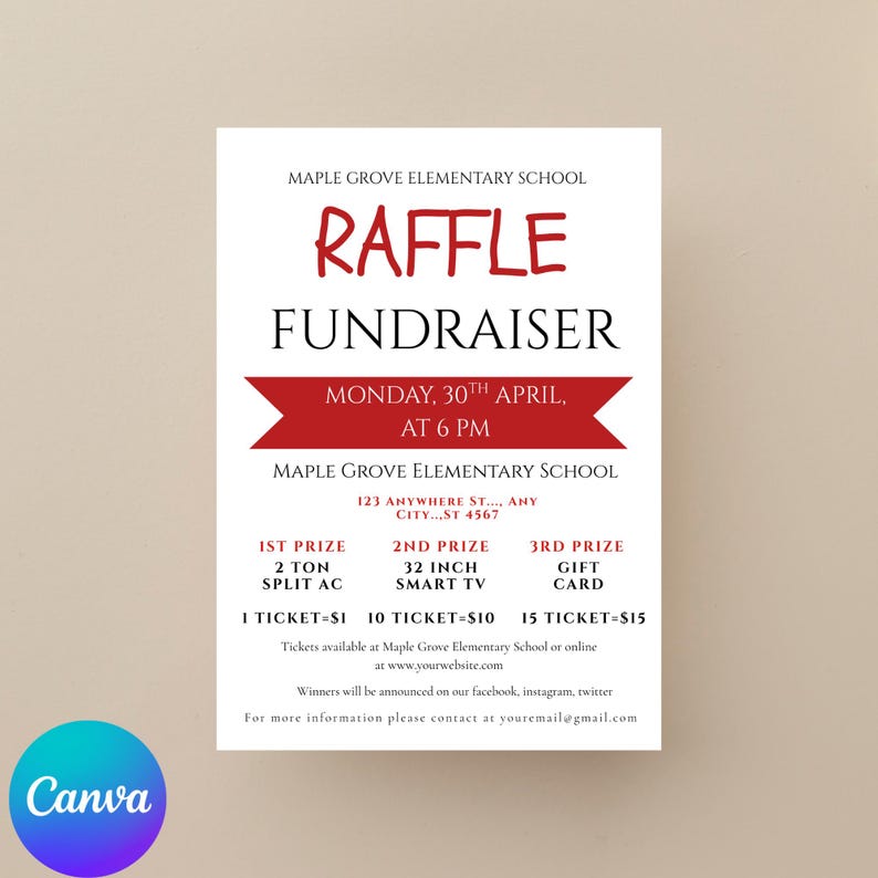 Editable Raffle Fundraiser Templates Flyer, Raffle Ticket Fundraiser ...